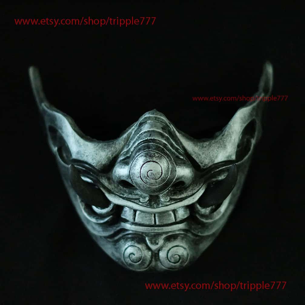 Half Face Airsoft Paintball Motorcycle Mask BB Gun, Warrior Evil Demon ...