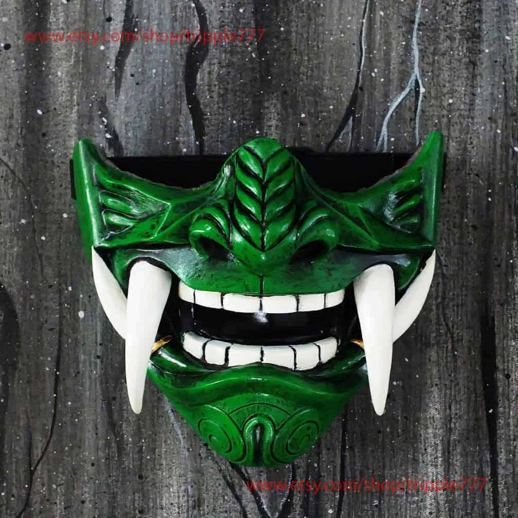 Half Face Samurai Mempo Mask, Cool Baddass Motorcycle Mask, Demon Oni ...
